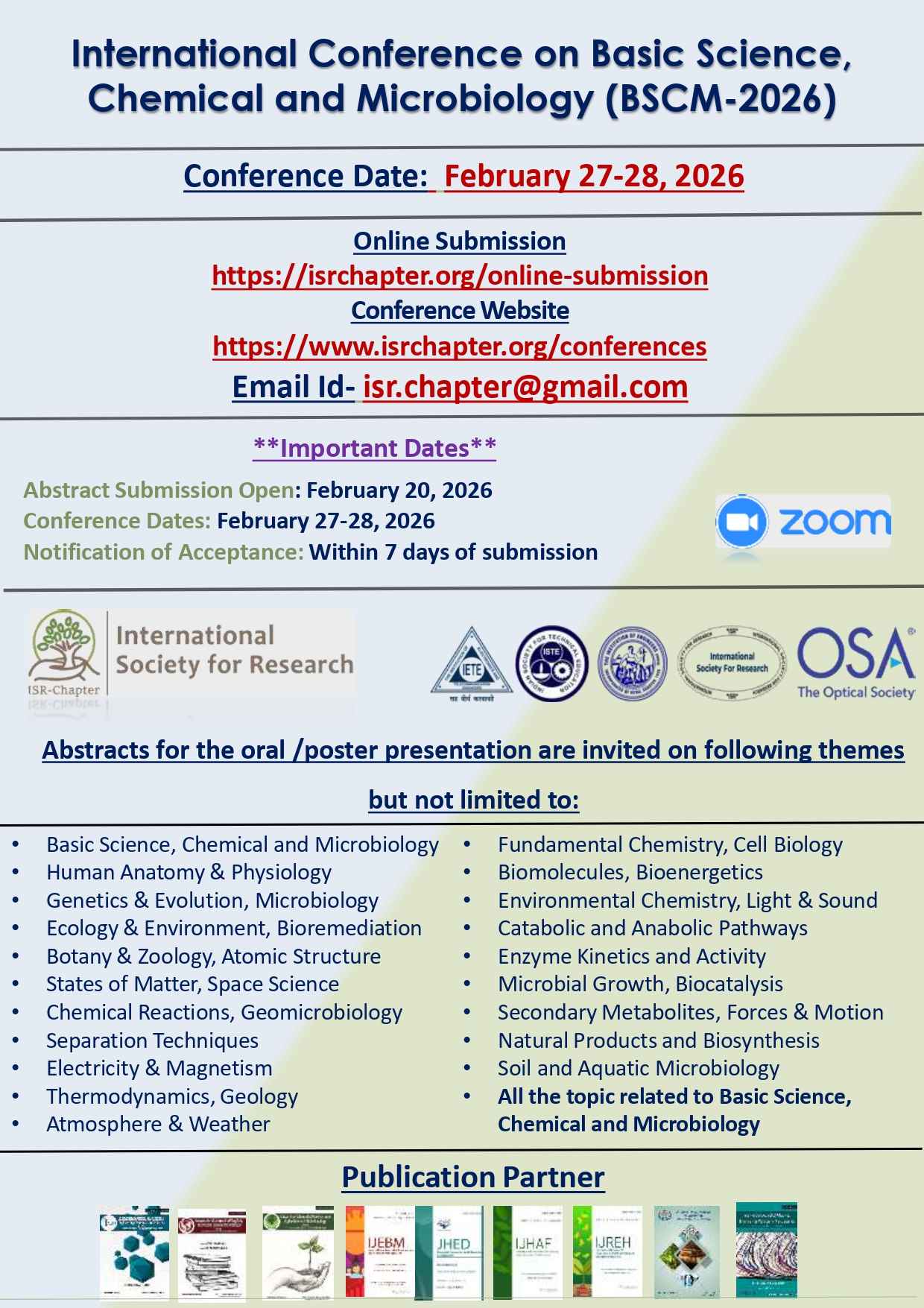 International Conference on Basic Science, Chemical and... - ISR Chapter